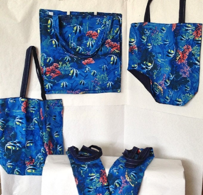 Tropical Fish Shopping Bag Carrier With 4 FREE Shopping Bags - Etsy