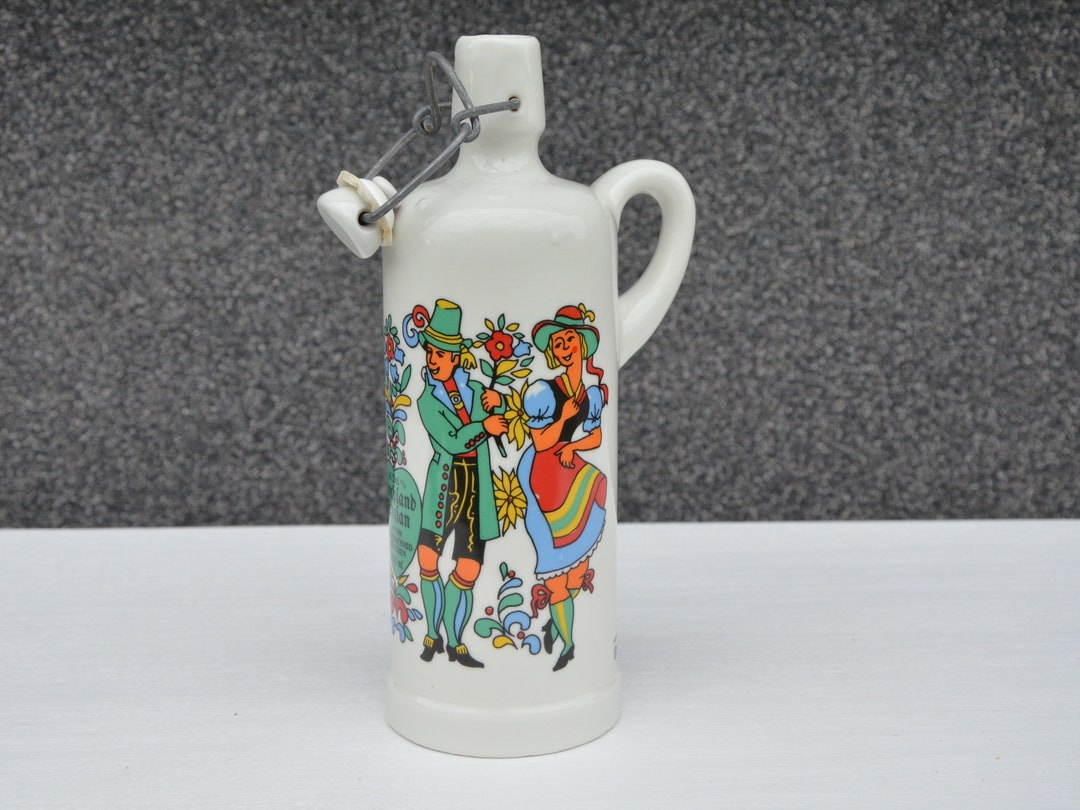 Ceramic Liquor Bottle, Vintage Flask of Germany, Earthenware Flask With ...