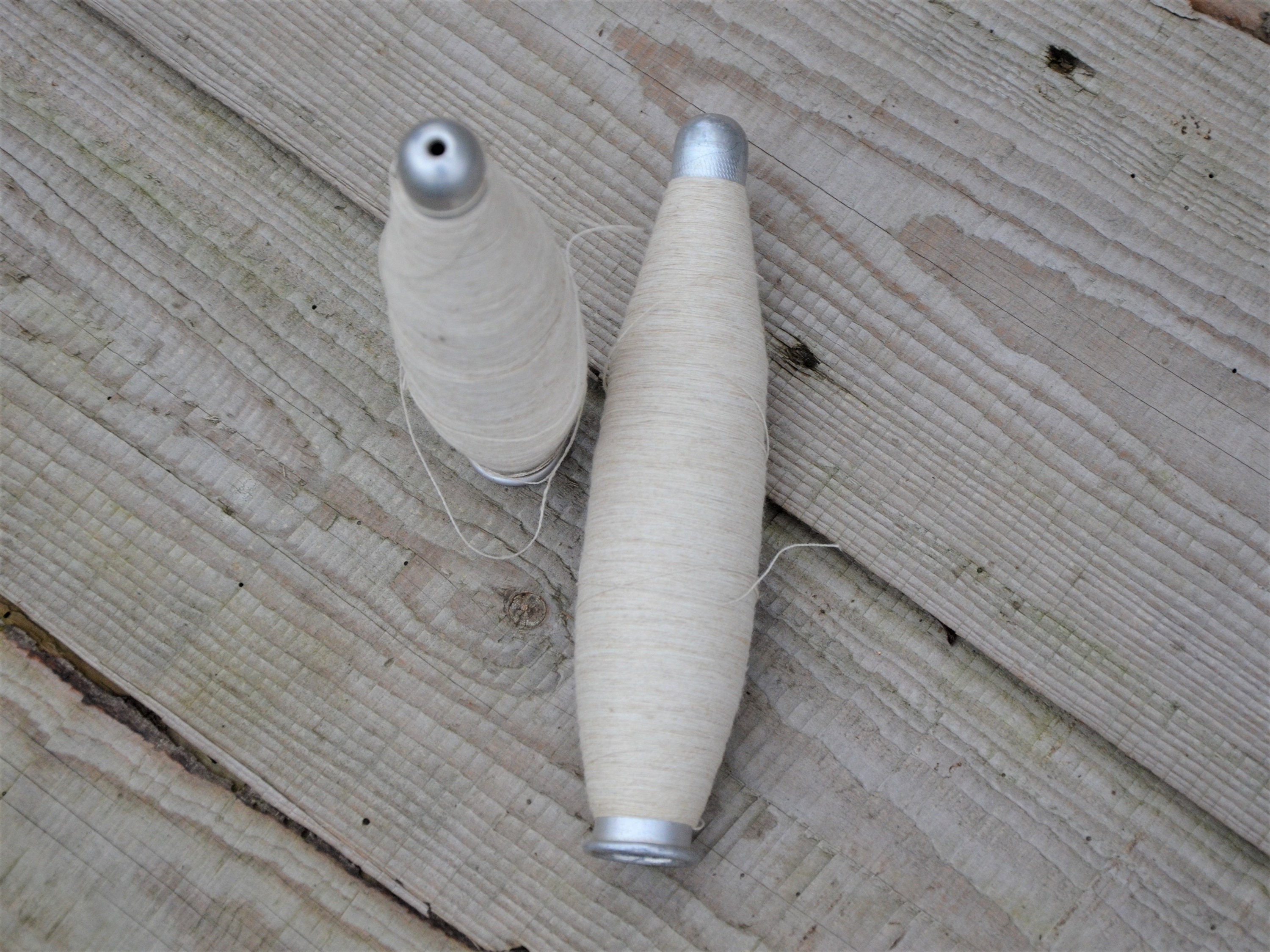 Set 2 Weaving Bobbins With Linen Yarn, Spinning Bobbins, Fiber Textile ...