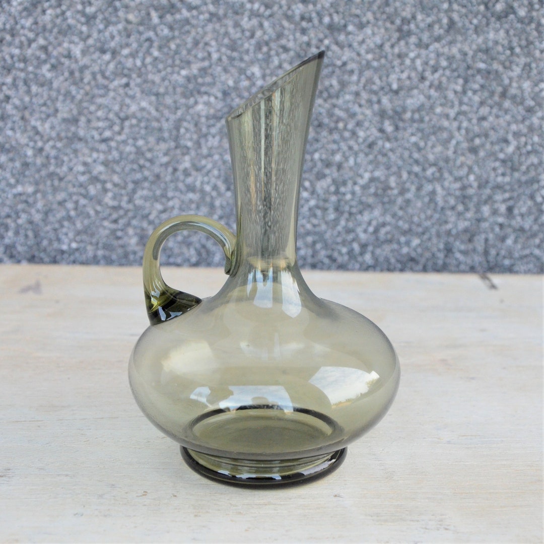 Vintage Smoked Glass Pitcher Vase. Vintage MCM Richard Taube Pitcher ...