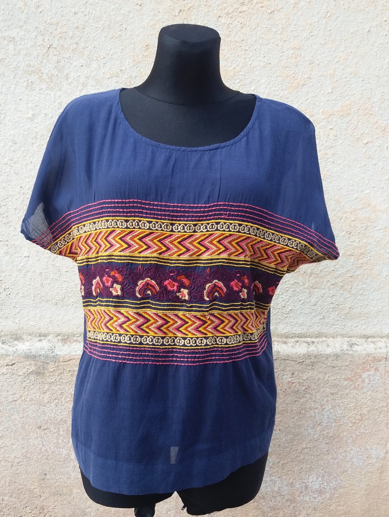 Embroidered Womens Summer Blouse Top, Short Sleeves Blouse Cotton ...
