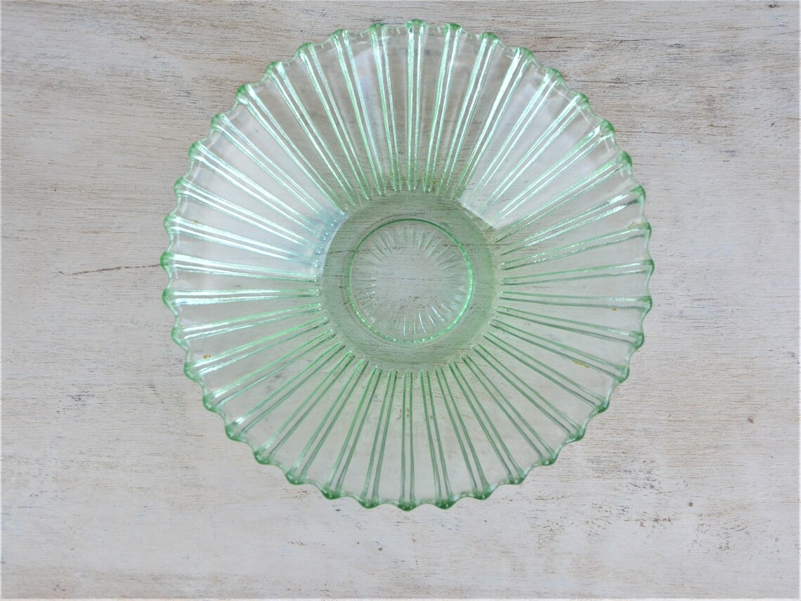 Vintage Green Glass Plates Green Glass Salad Plate Old Glass | Etsy