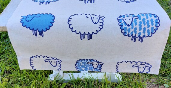 Printed Sheeps Table Runner Long Linen and Cotton Table - Etsy