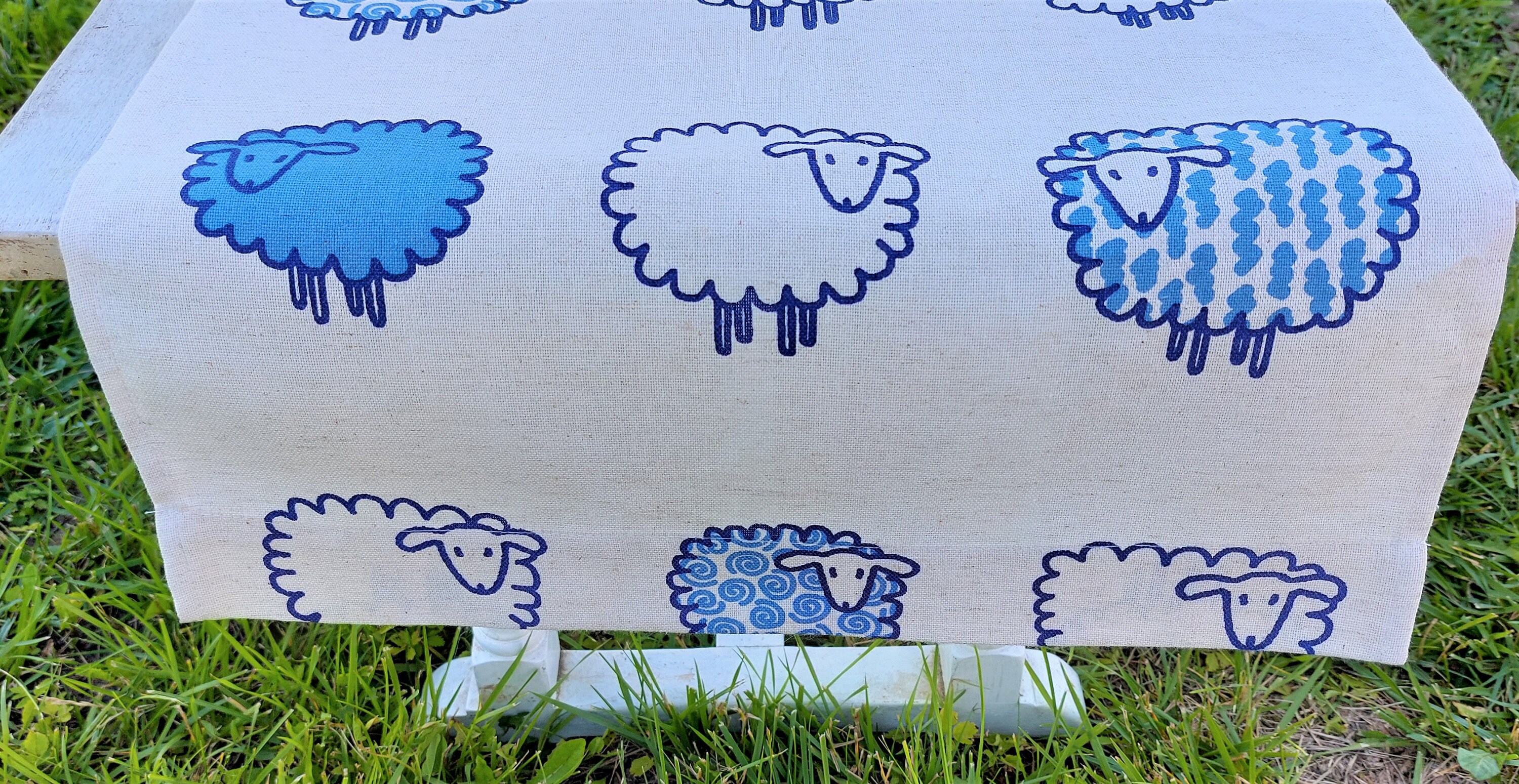 Printed Sheeps Table Runner, Long Linen and Cotton Table Runner ...