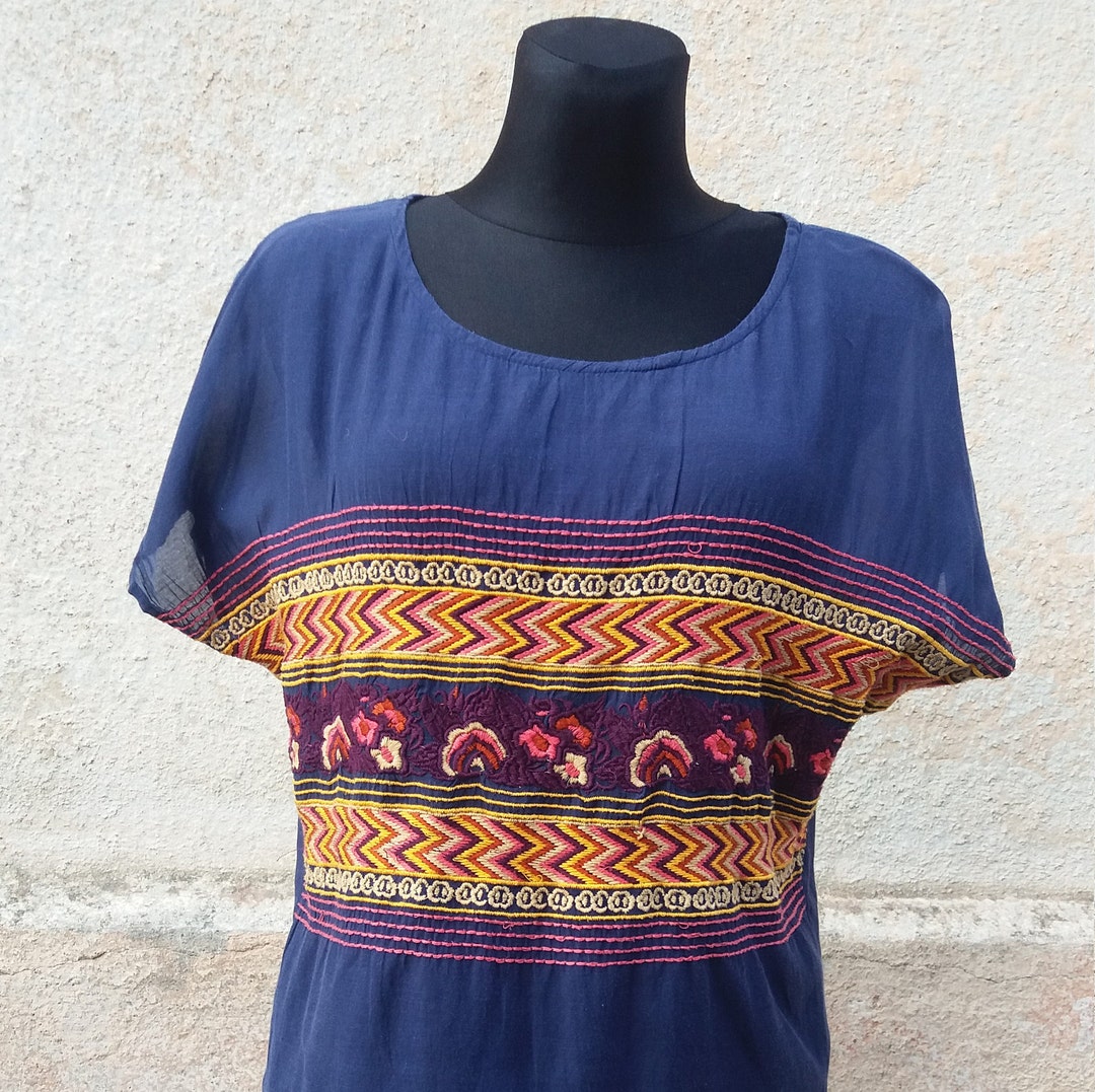 Embroidered Womens Summer Blouse Top, Short Sleeves Blouse Cotton ...