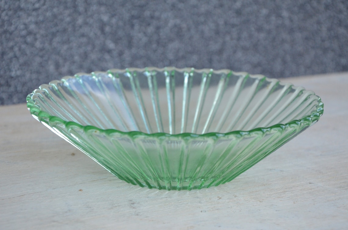 Vintage Green Glass Plates Green Glass Salad Plate Old Glass | Etsy