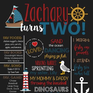 Nautical Theme Birthday Chalkboard Sign Printable Birthday Chalkboard ...