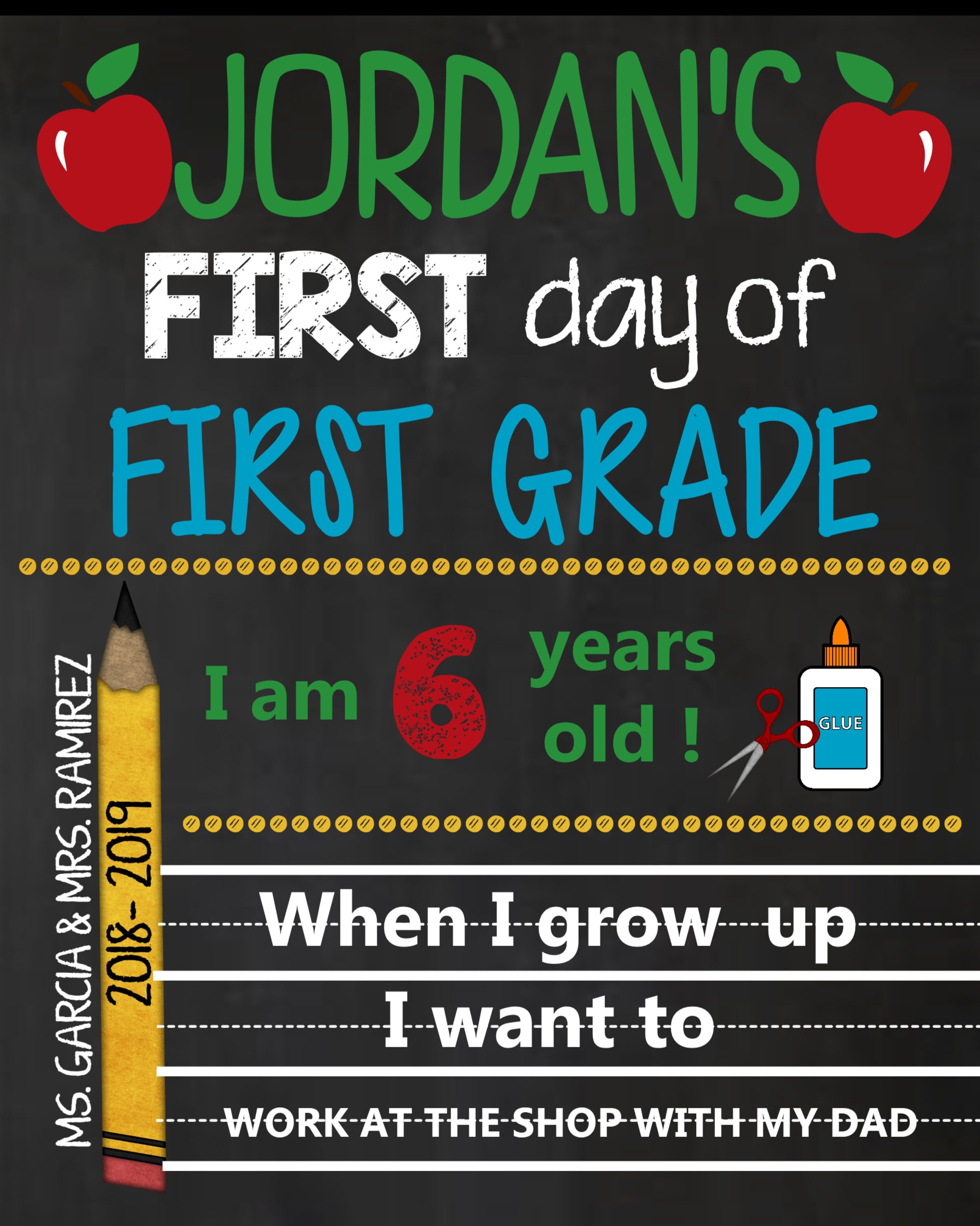 First Day of School Chalkboard Poster Back to School Sign | Etsy