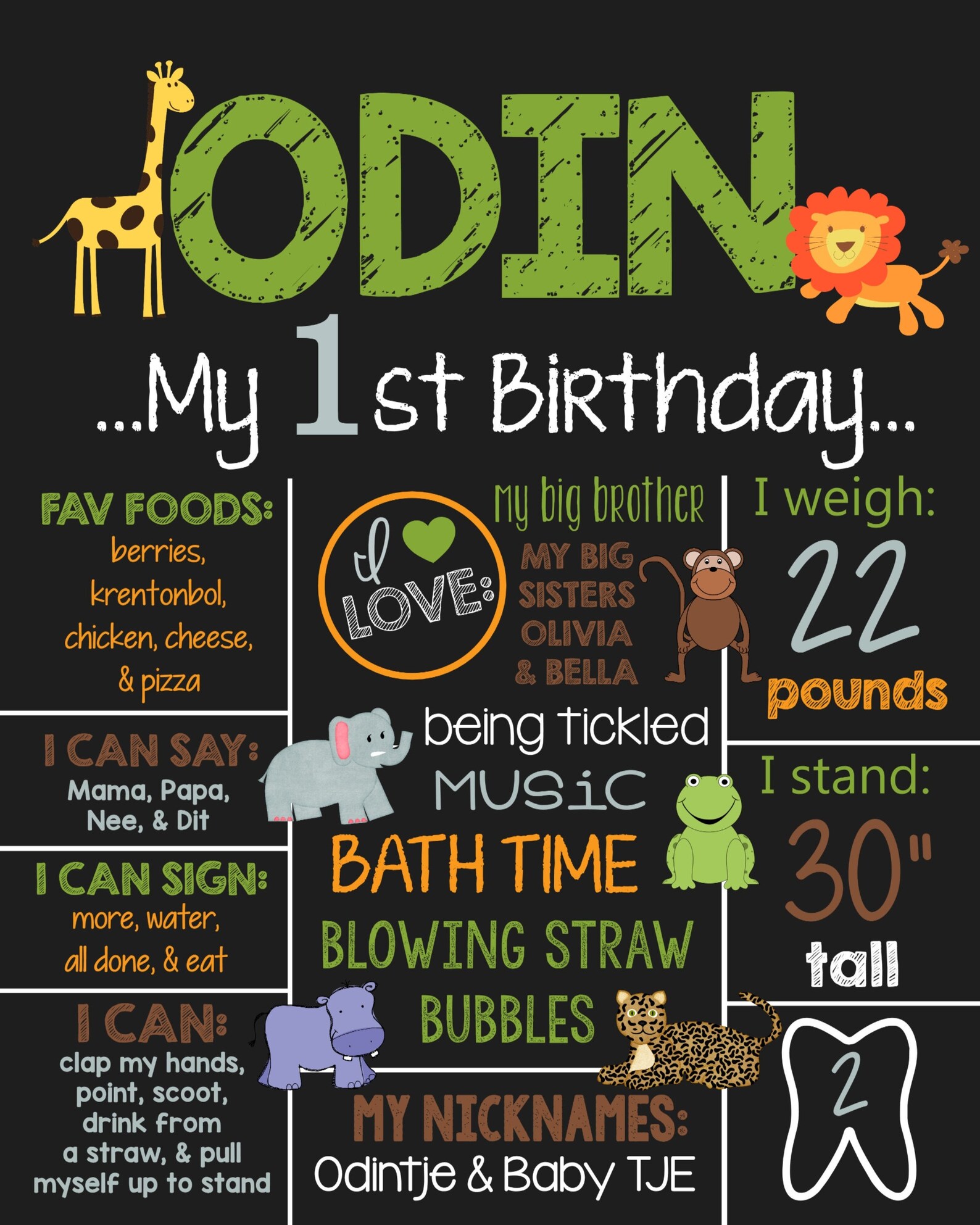 Zoo Theme Birthday Chalkboard Sign Printable Birthday | Etsy