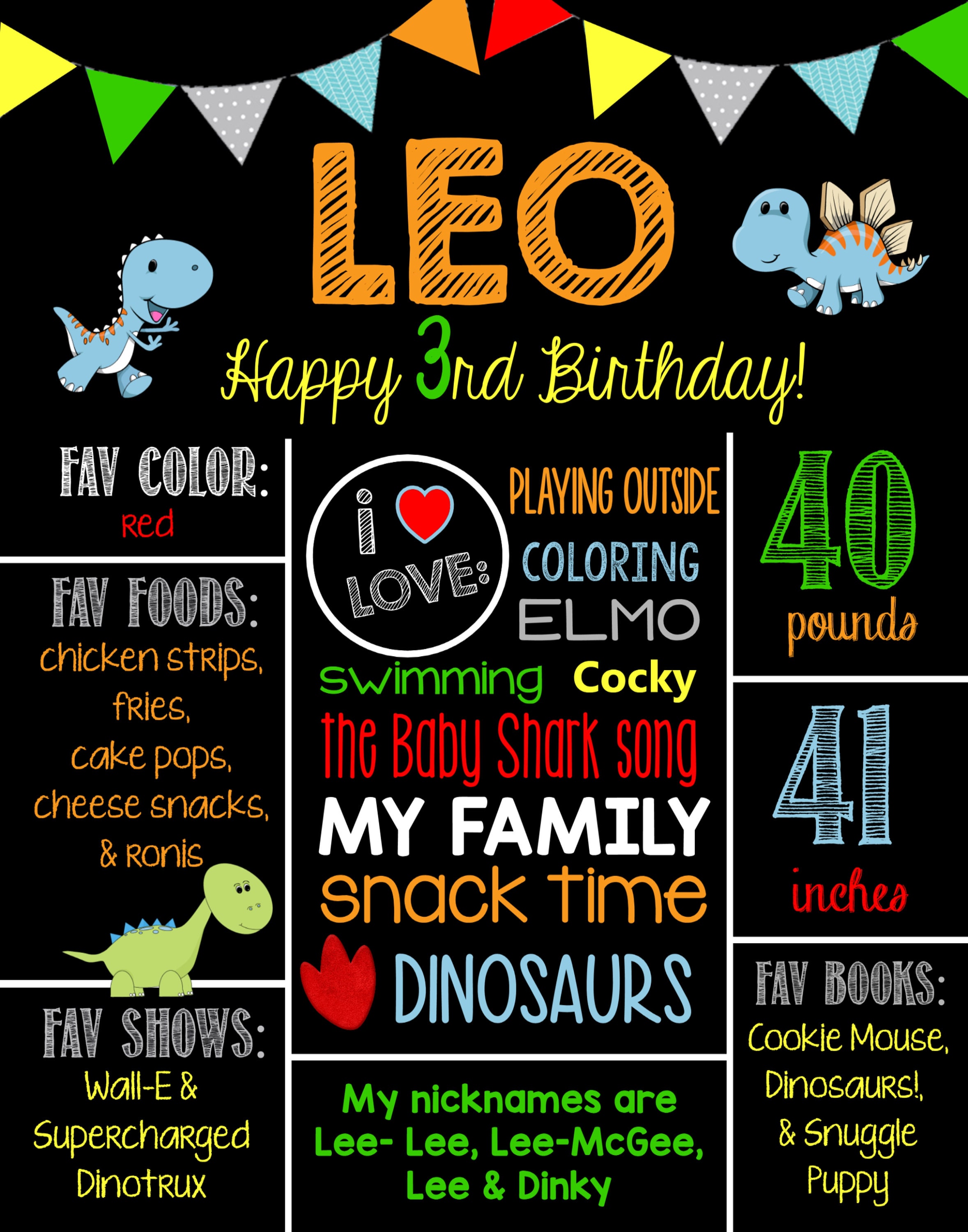 Dinosaur Theme Birthday Chalkboard Sign Circus printable | Etsy