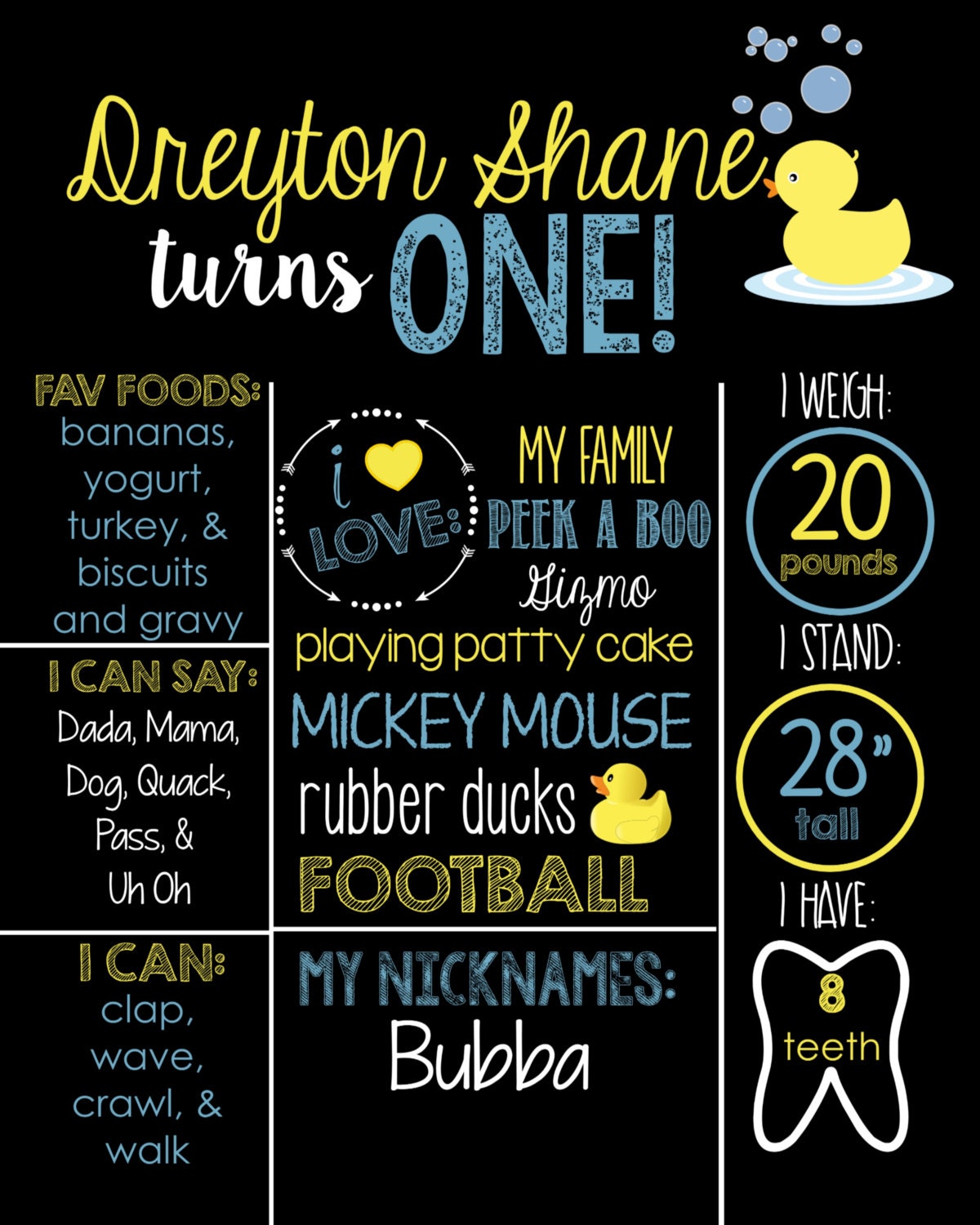 Rubber Duck Theme Birthday Chalkboard Sign Rubber Ducky | Etsy