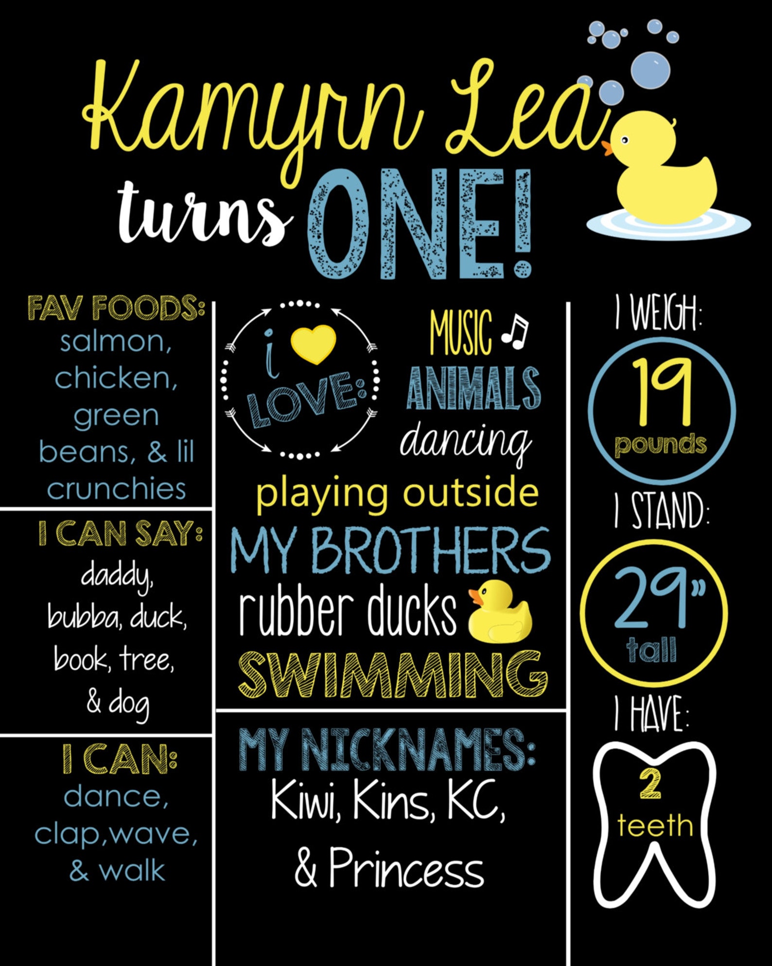 Rubber Duck Theme Birthday Chalkboard Sign Rubber Ducky | Etsy