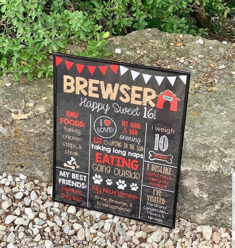 Dog Birthday Chalkboard Sign-Puppy Dog Dog Bones Puppy | Etsy