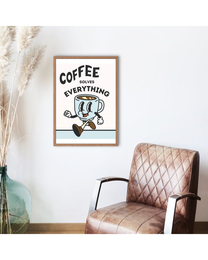 Coffee Solves Everything Retro Vintage Art Print Home Decor **DIGITAL ...