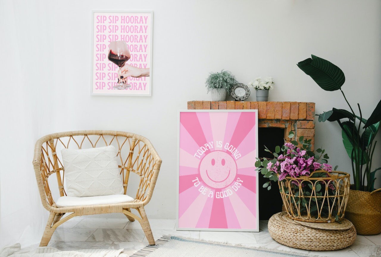 Preppy Smiley Face Today is Going to Be A Good Day Art Print Digital ...