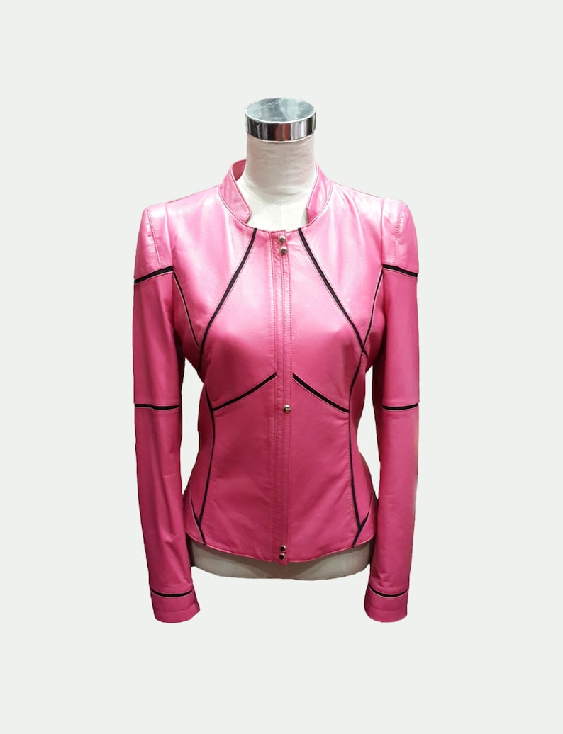 Custom Made Leather Jacket Pink Jacket Short Jacket | Etsy