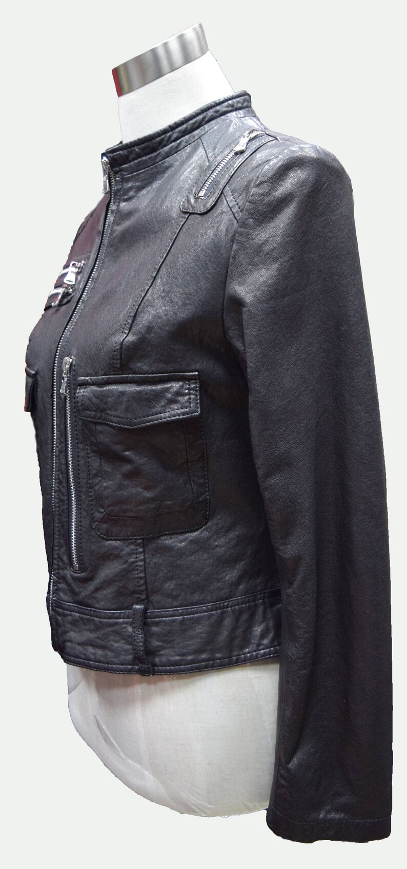 Custom Made Leather Jacket - Moto Jacket - Black Jacket - Short Jacket ...