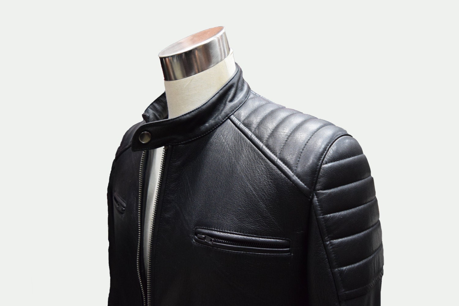 Custom Men's Leather Jacket Black Motorcross Jacket | Etsy