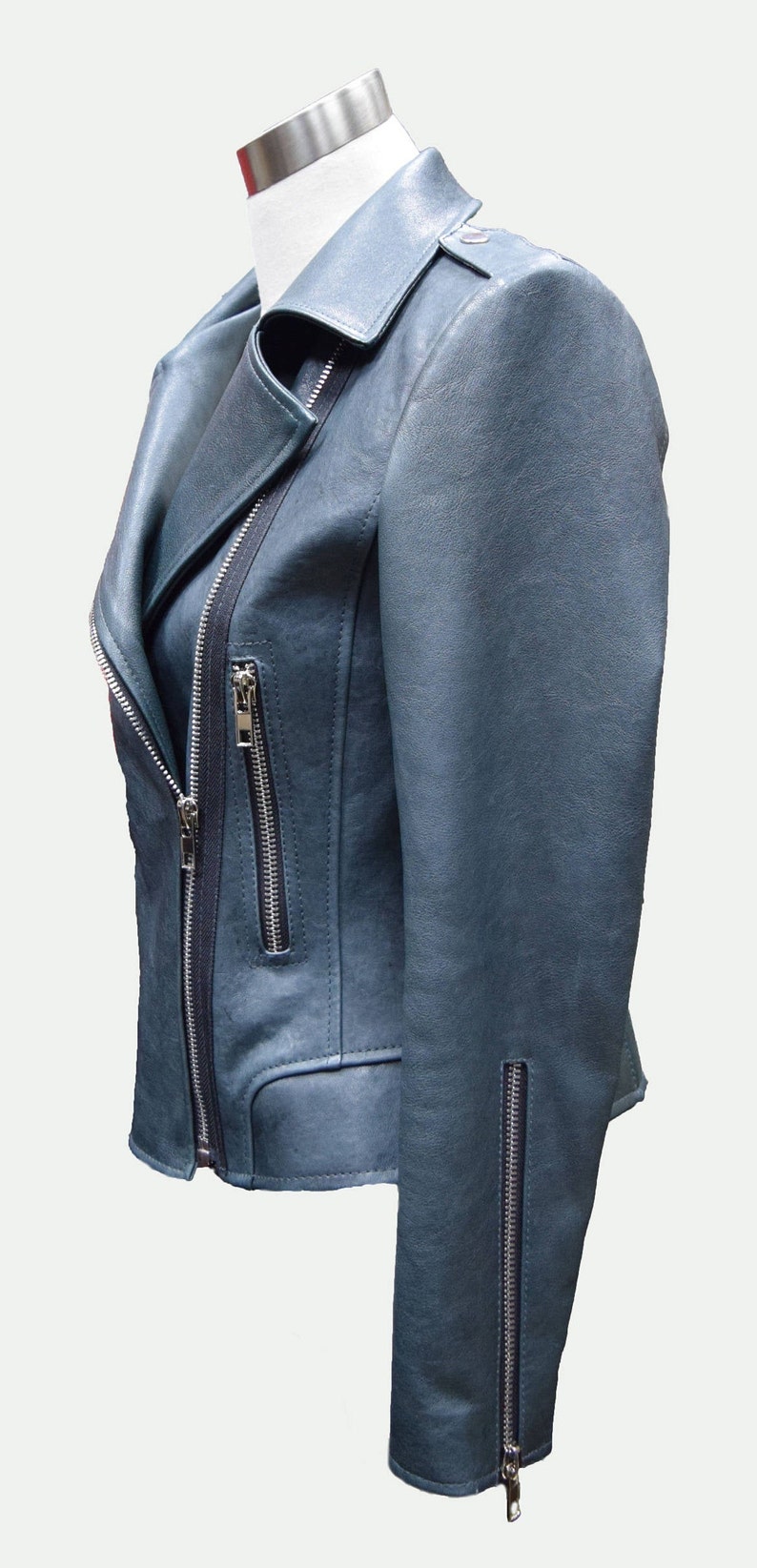 Custom Made Leather Jacket Biker Jacket Turquoise Jacket | Etsy