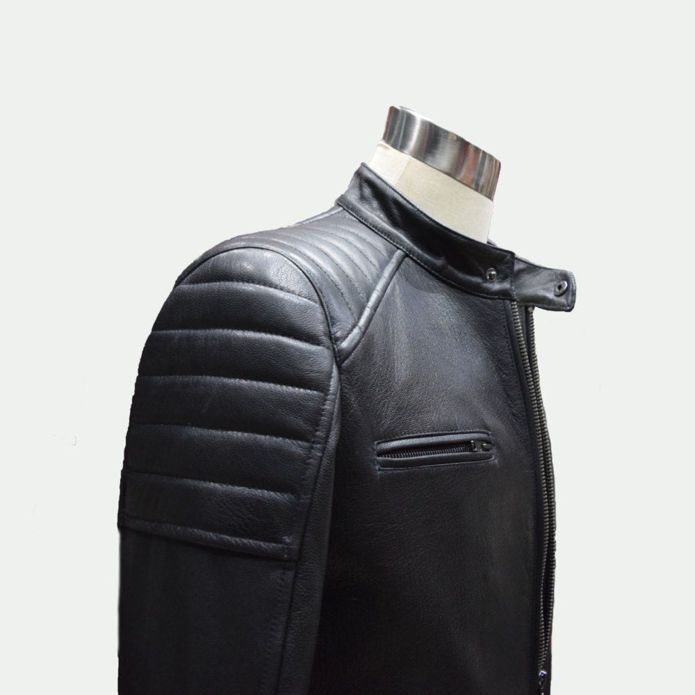 Custom Men's Leather Jacket - Black Motorcross Jacket - 100% Lambskin ...