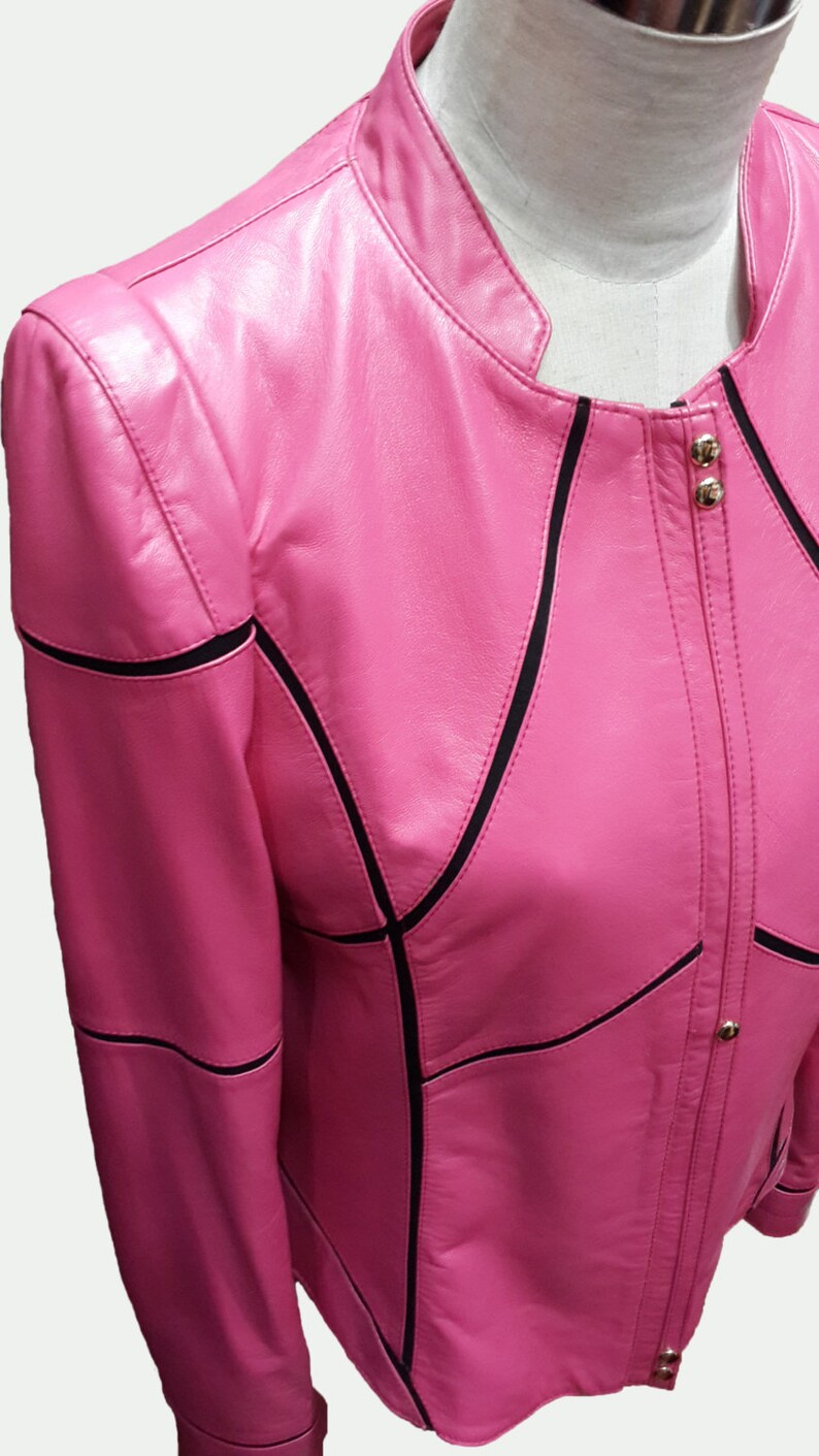 Custom Made Leather Jacket Pink Jacket Short Jacket - Etsy