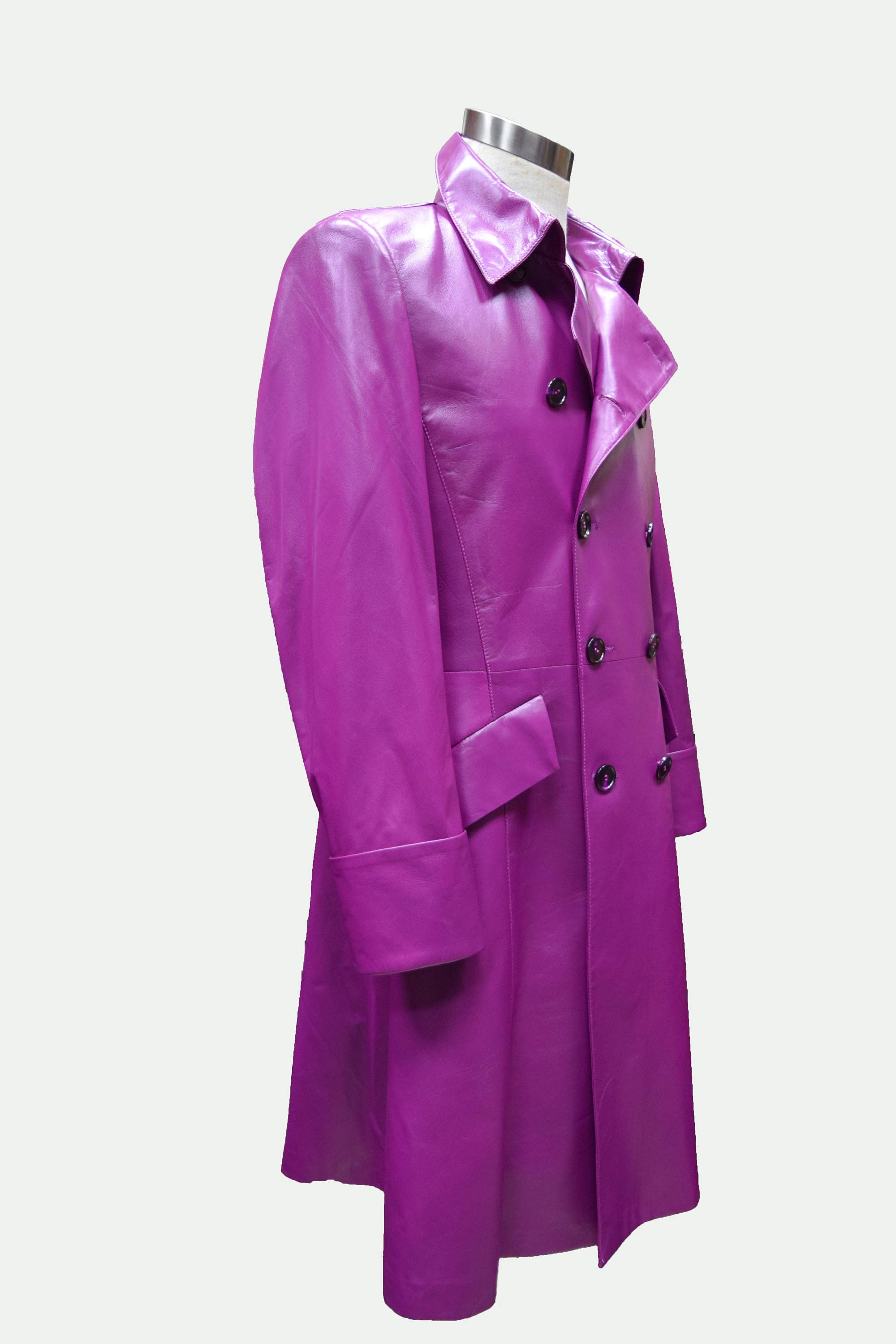 Custom Men's Fuchsia Trench Leather Jacket Fuchsia - Etsy