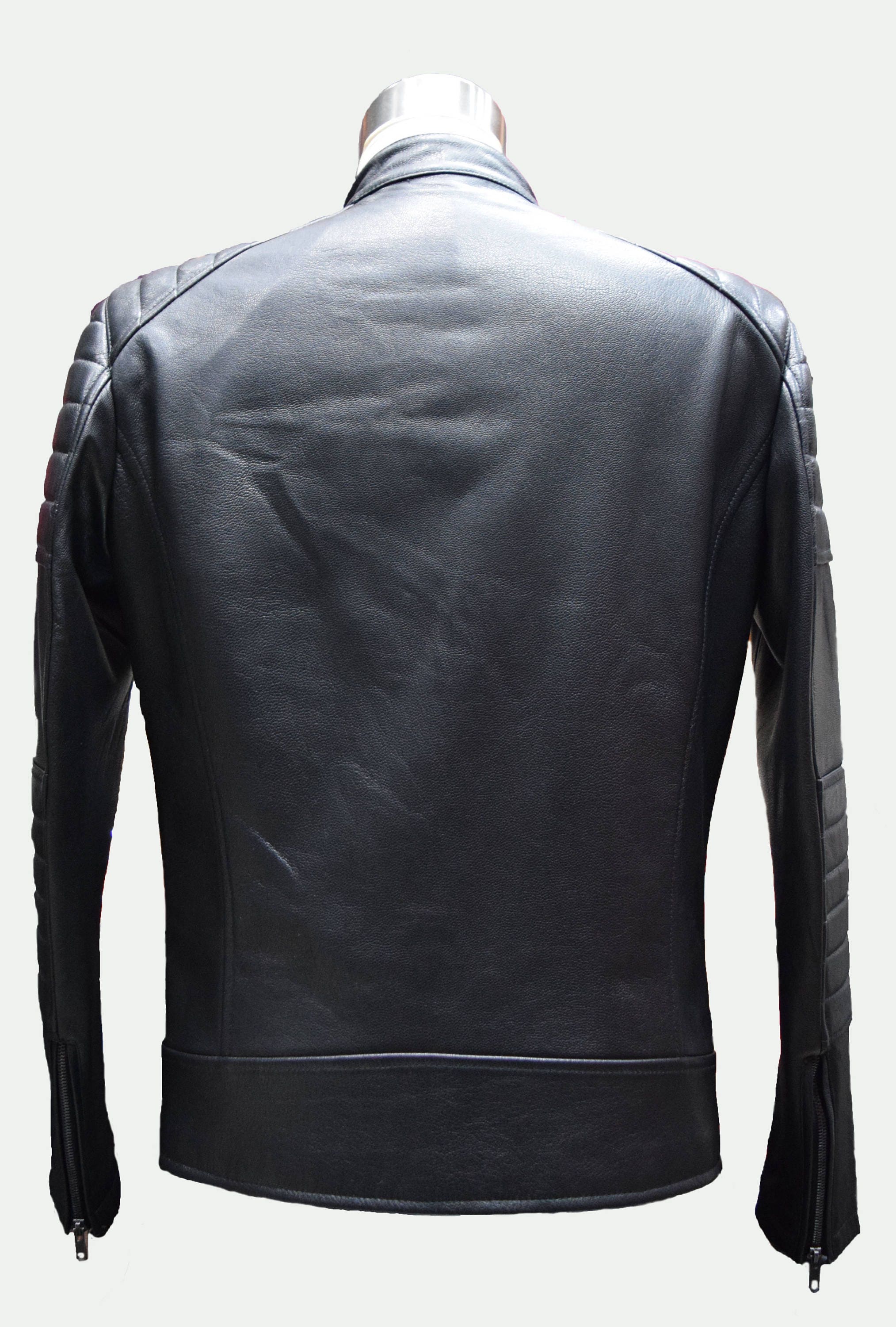 Custom Men's Leather Jacket - Black Motorcross Jacket - 100% Lambskin ...
