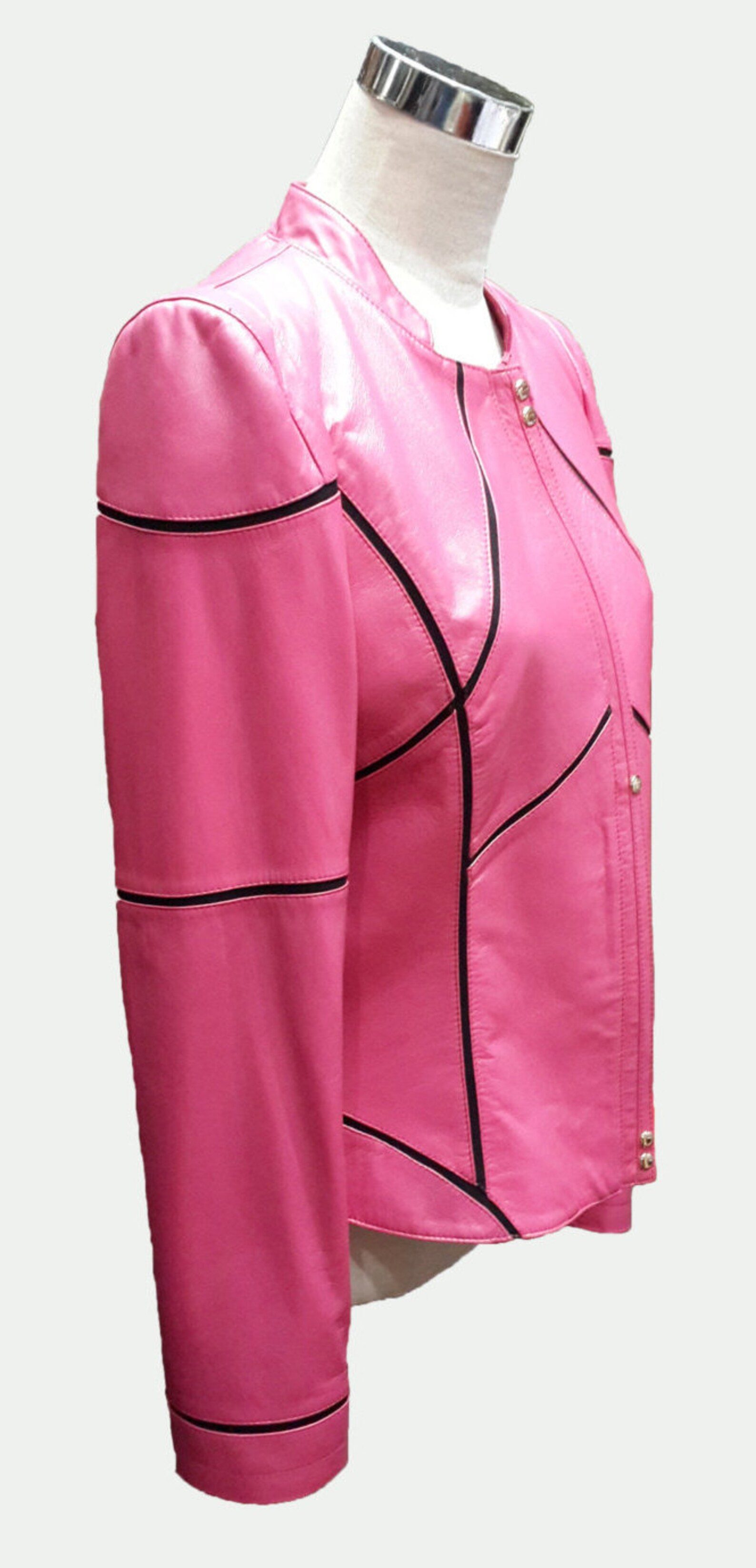 Custom made Leather Jacket Pink Jacket Short Jacket | Etsy