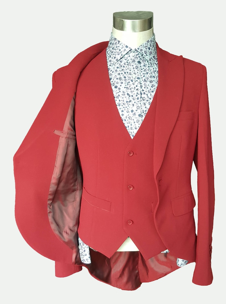 Custom Mens Red Bespoke Suit/ 3 Piece Suit/ Custom Suits/ Made - Etsy