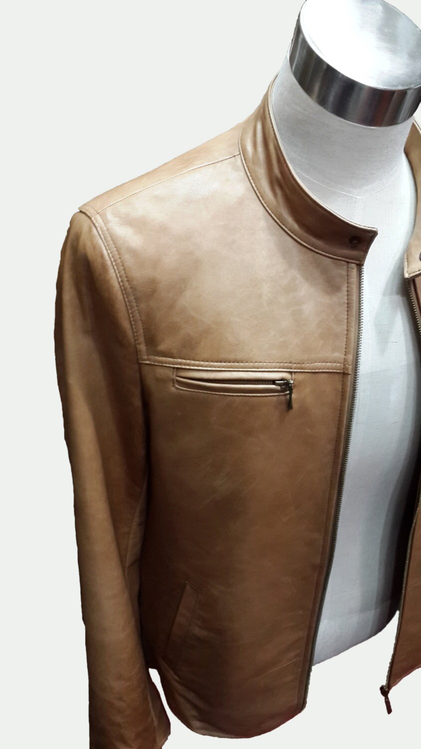 Custom Leather Jacket Men's Leather Jacket Tan - Etsy