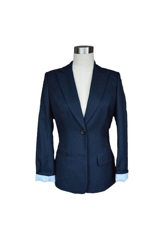Womens Custom Navy Blue Jacket Womens slim fit blazer womens | Etsy