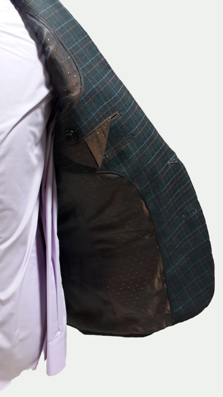 Men's Check Custom Suit/ Full Canvas/ Super 100s/slim Fit - Etsy