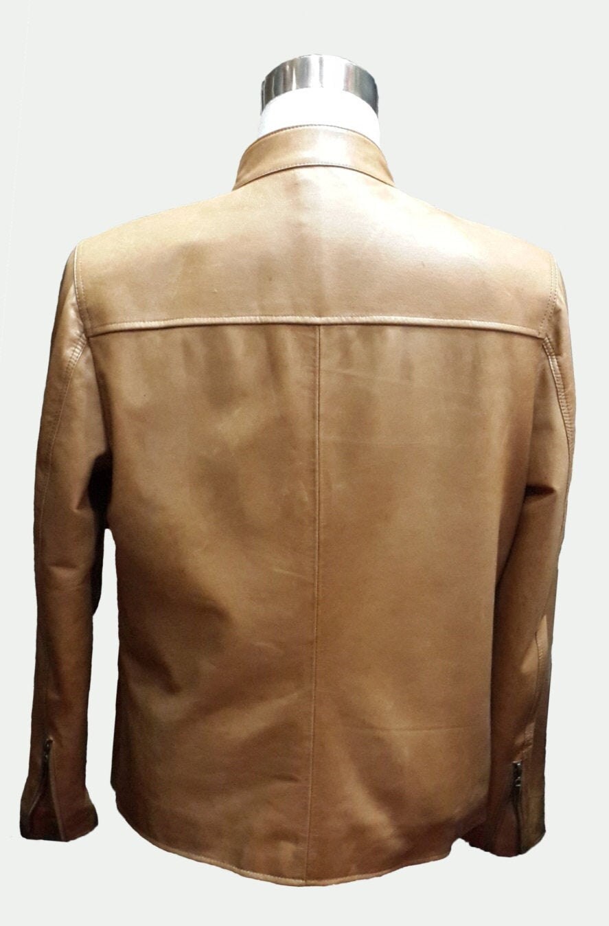 Custom Leather Jacket Men's Leather Jacket Tan - Etsy