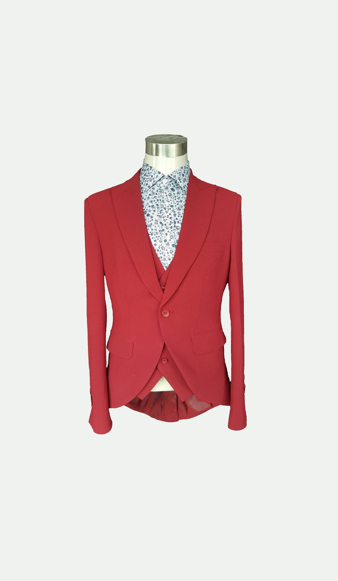 Custom Mens Red Bespoke Suit/ 3 Piece Suit/ Custom Suits/ Made to ...