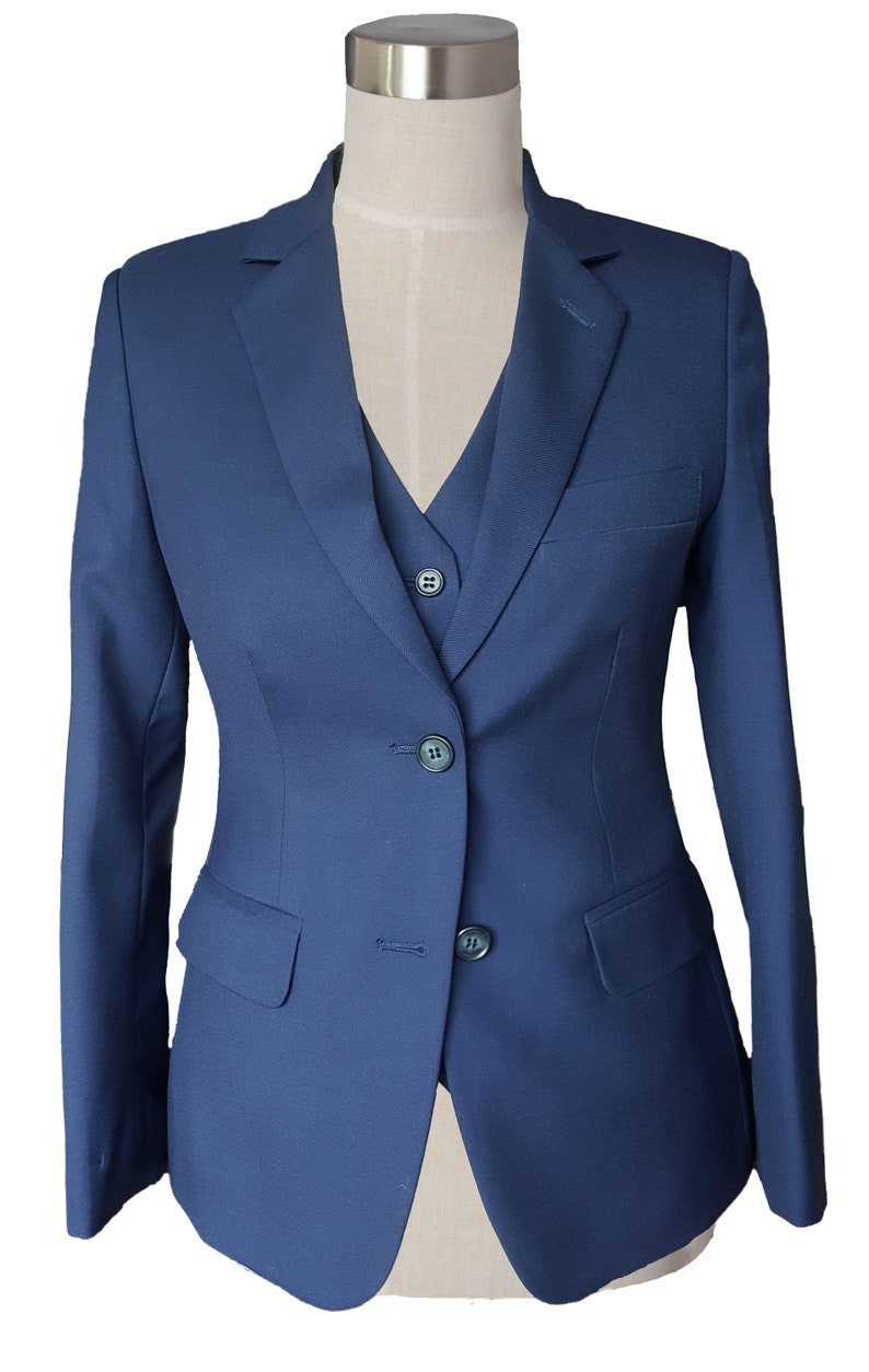 Women's 3 Piece Blue Suit Using Wool Includes Custom - Etsy