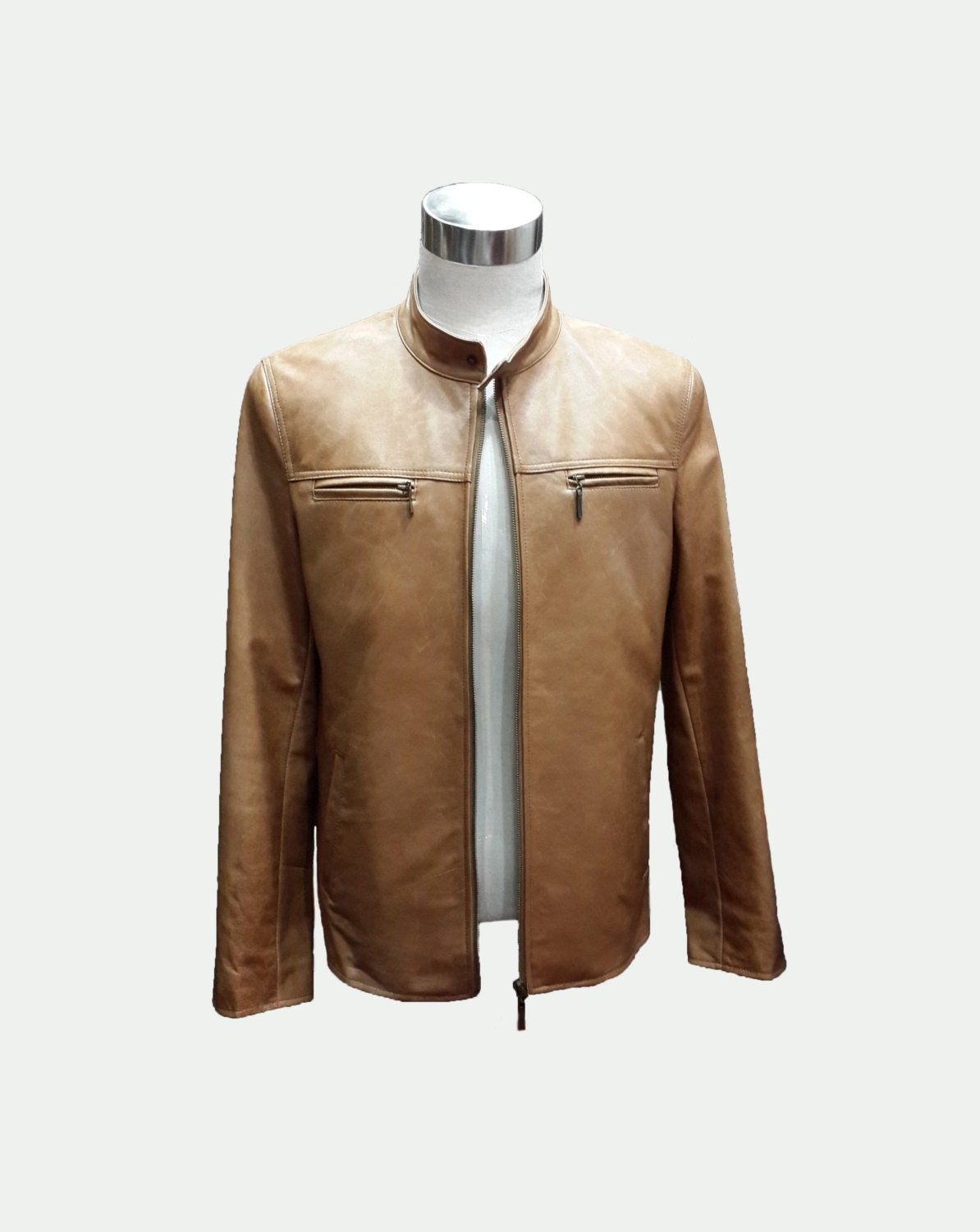 Custom Leather Jacket Men's Leather Jacket Tan - Etsy