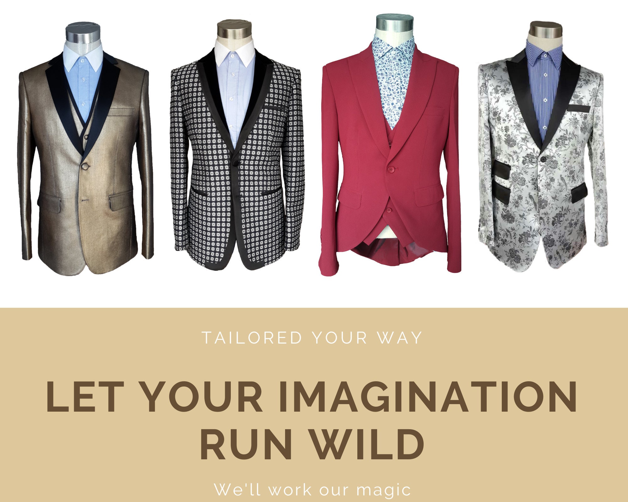 Men's Custom Suit - Contrasting Black Lapels/ Full Canvas/ Super 120s ...