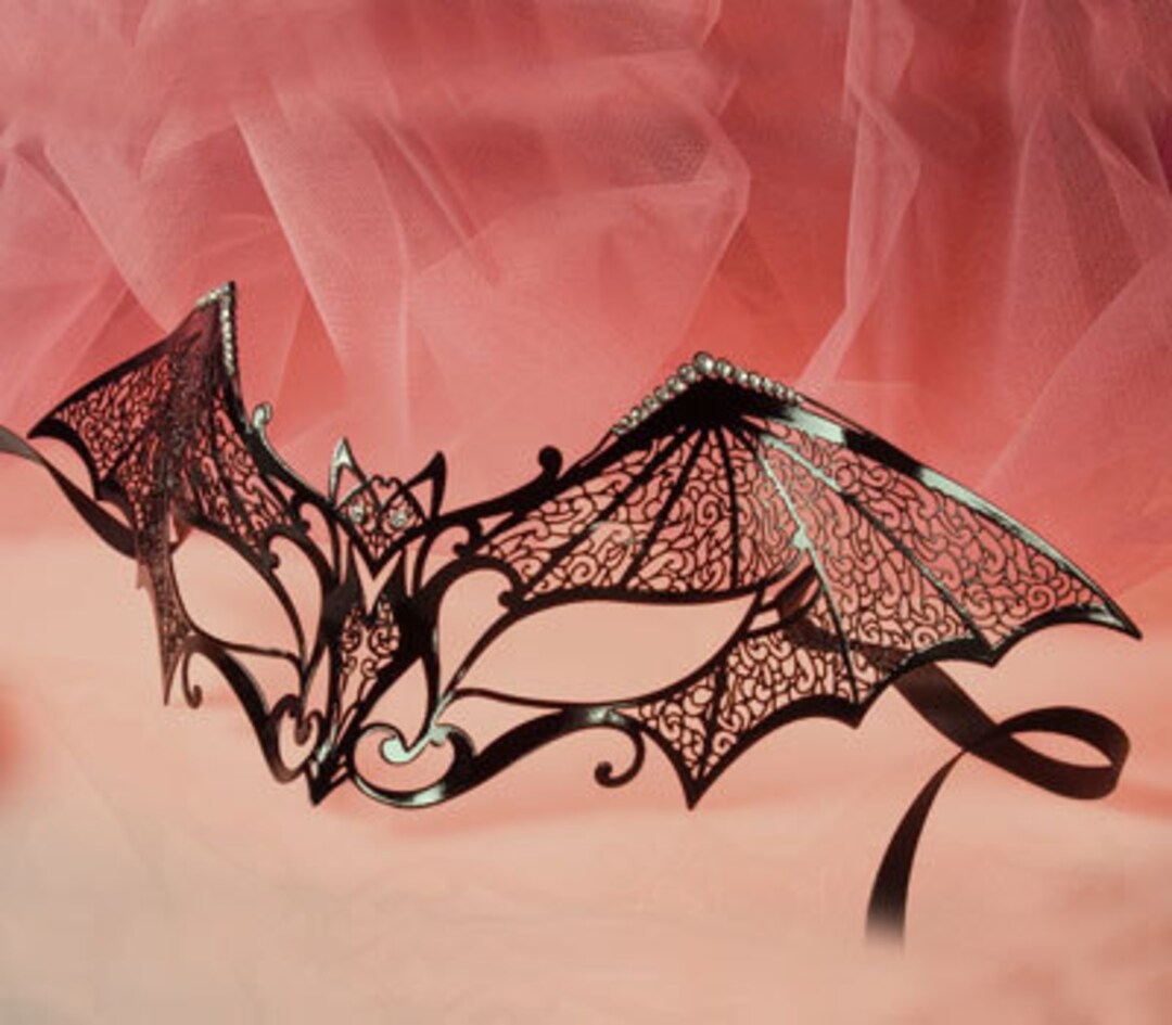 Masquerade Mask Laser Cut Bat Women Costume Black Sexy Mask for Women ...