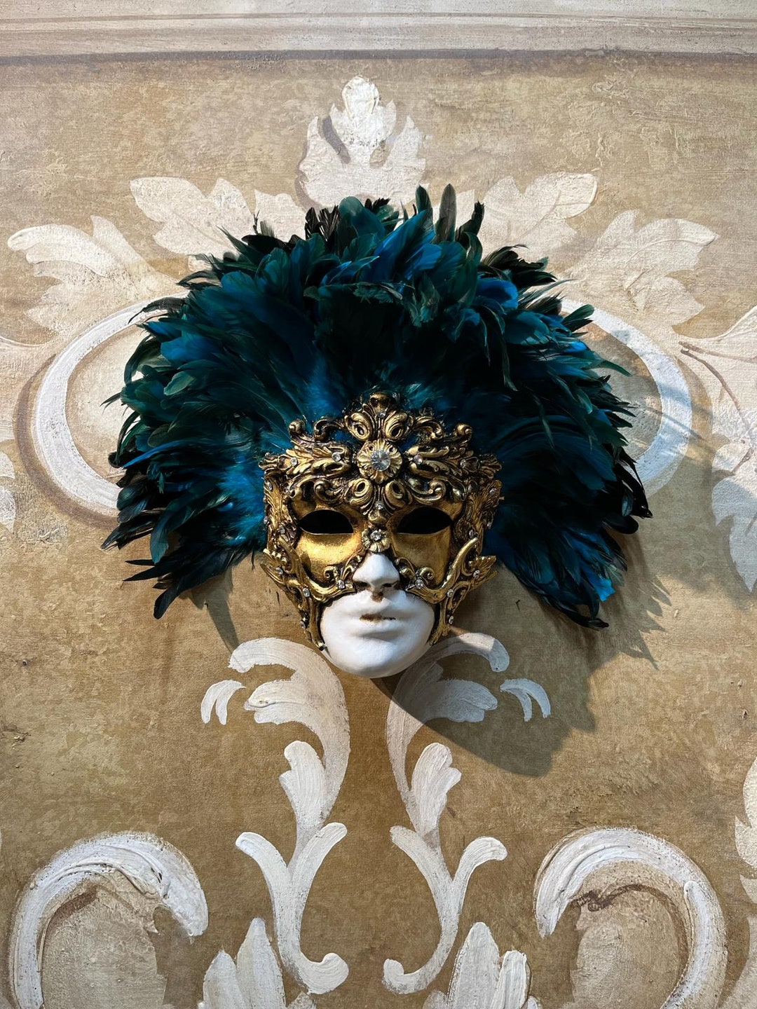 Maschera Veneziana, Maschera Piuma Barocca Blu, Maschera Originale - Etsy