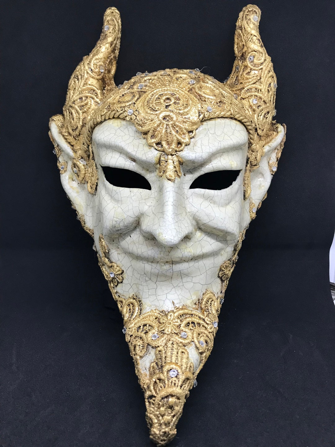 Venetian Mask,devil Macramè Lace,dv01 Gold Leaf - Etsy