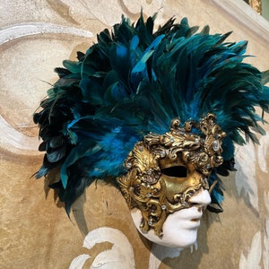 Maschera Veneziana, Maschera Piuma Barocca Blu, Maschera Originale - Etsy