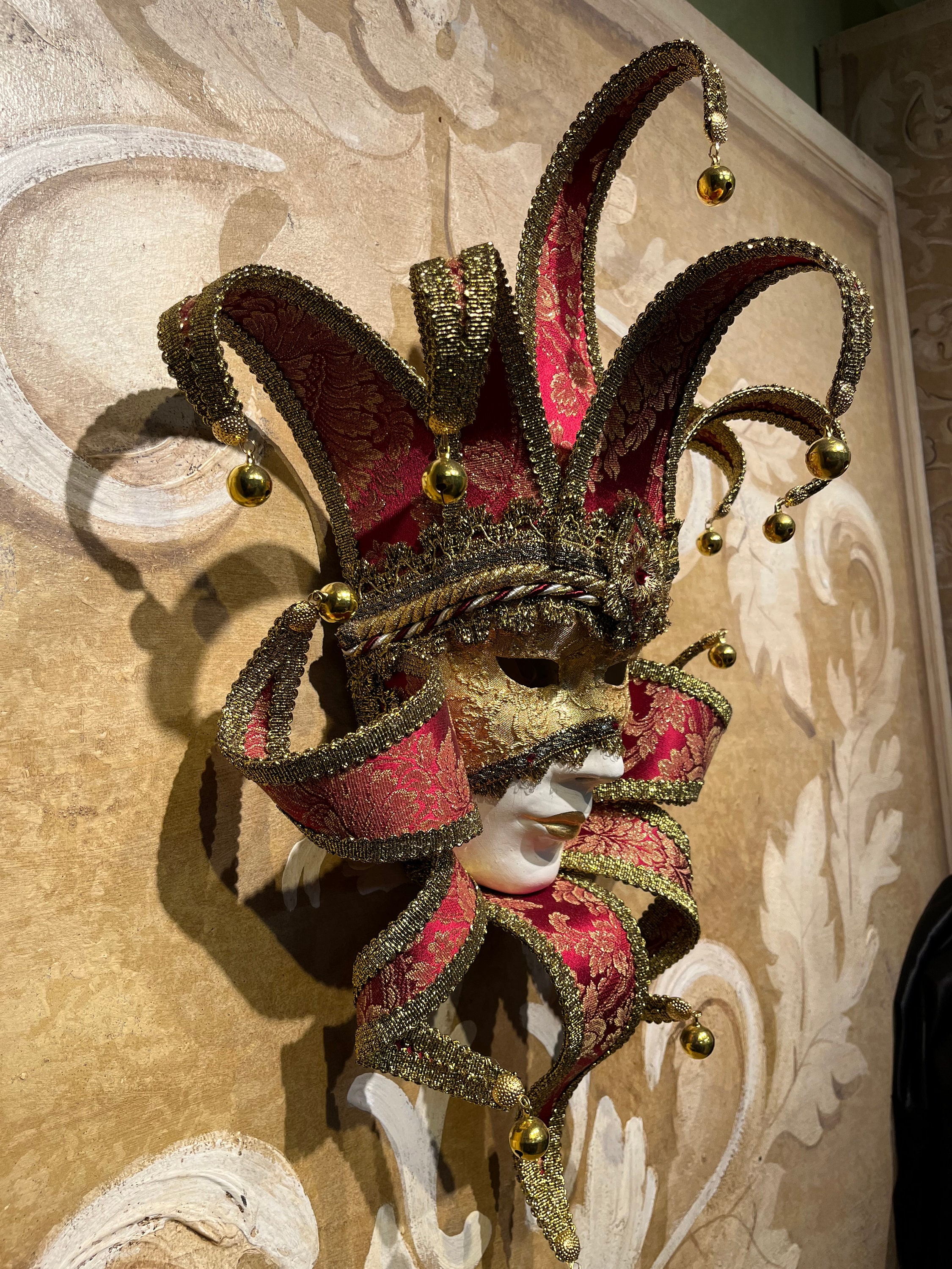 Venetian Maskred Luxury Jester Maskoriginal Mask - Etsy