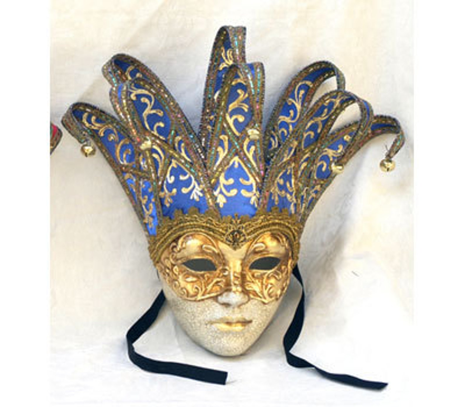 Joker Mask - Jester Masquerade Mask - Full Face Venetian Mask Gold and ...