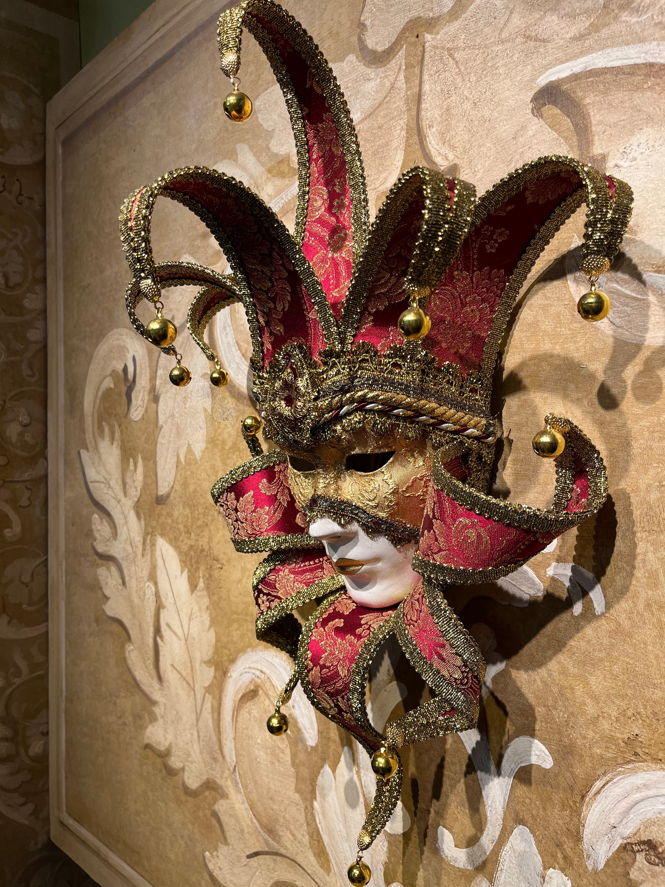 Venetian Maskred Luxury Jester Maskoriginal Mask | Etsy