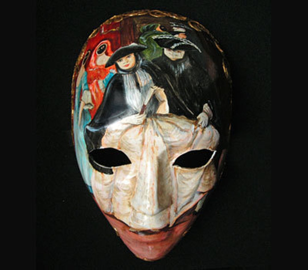 Masquerade Mask Hand Painted - Full Face Venetian Mask - Volto Mask ...