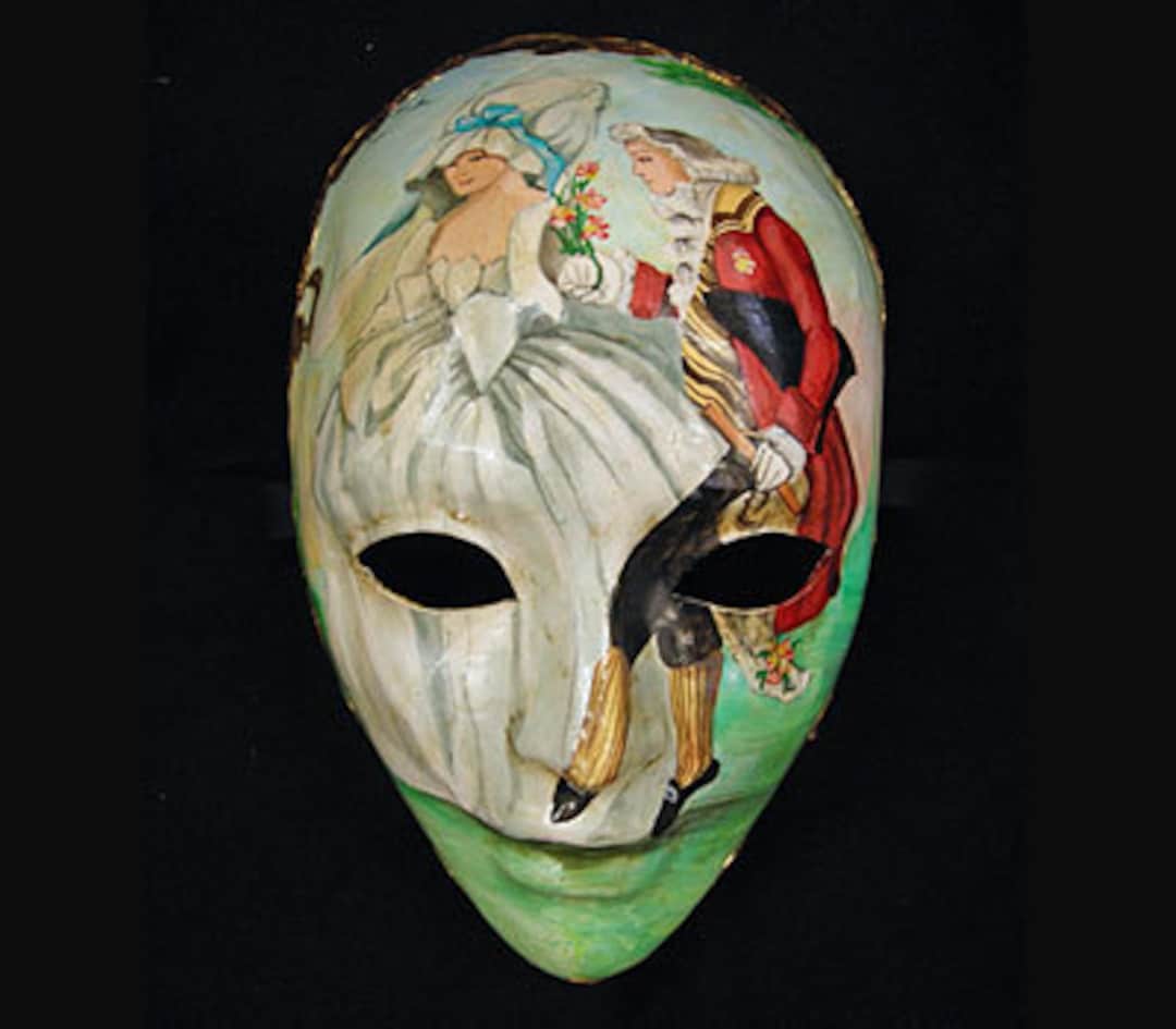 Masquerade Mask Hand Painted - Full Face Venetian Mask - Volto Mask ...