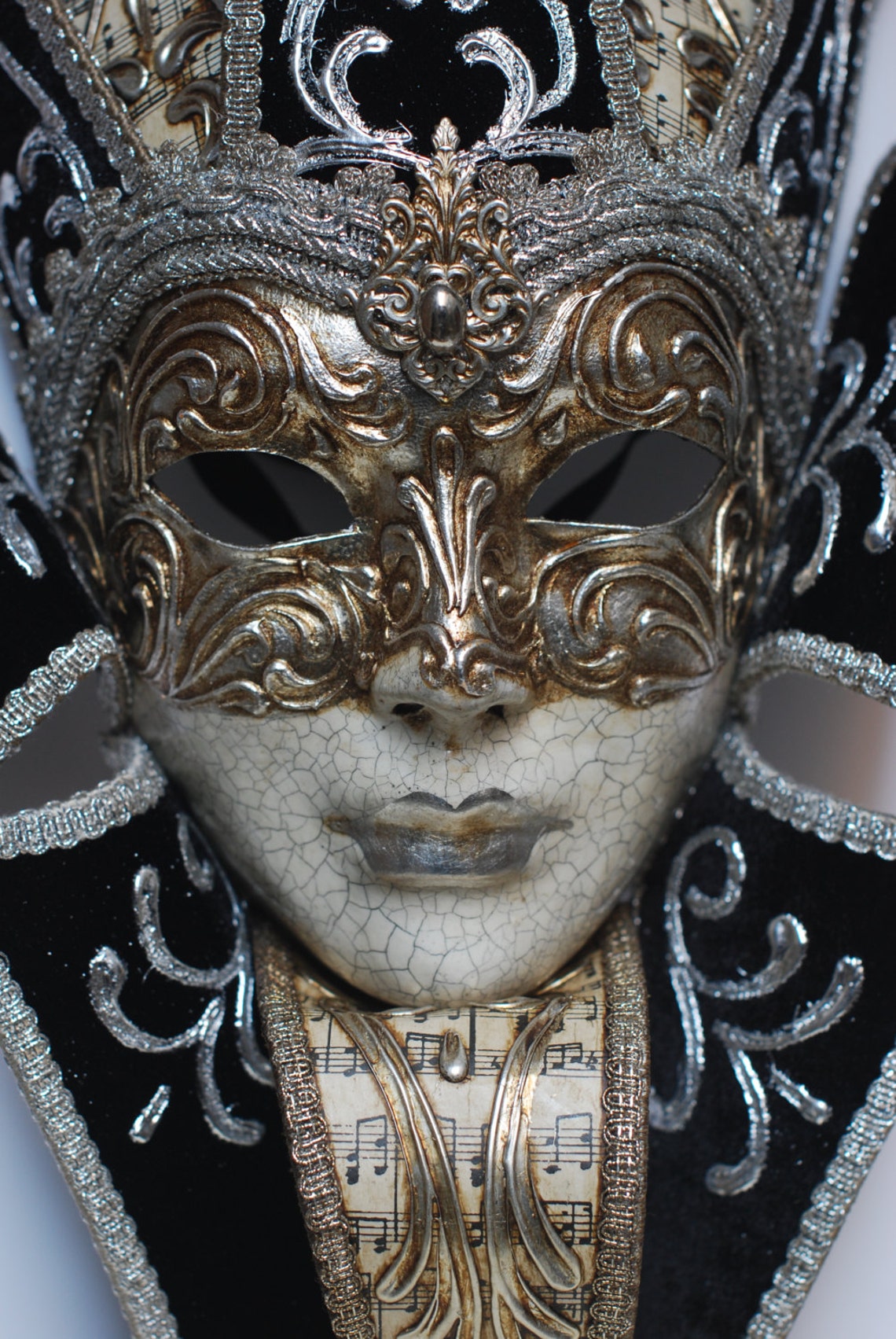 Jester Mask With Collar Back and Gold Joker - Etsy