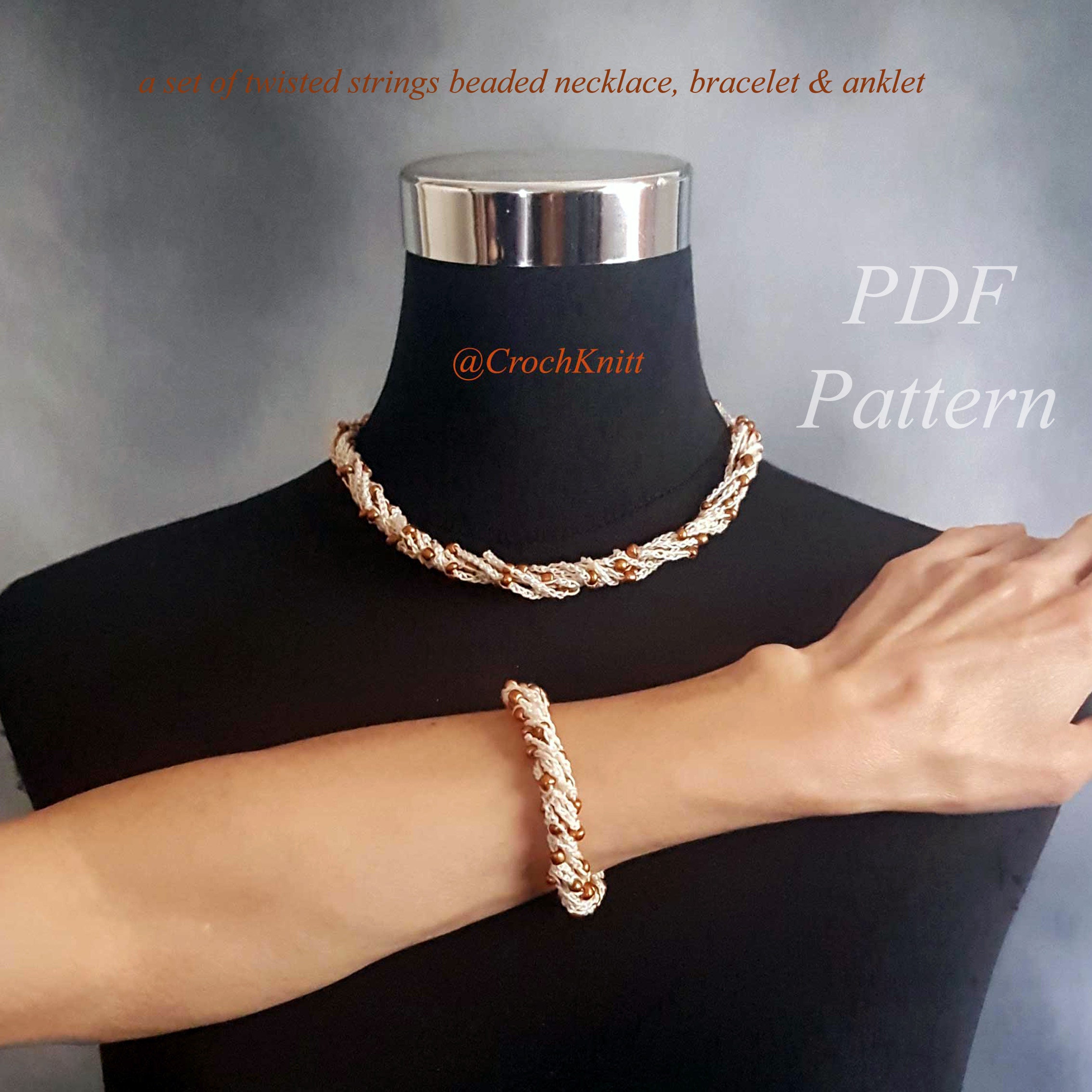 A Set of Twisted Strings Beaded Necklace, Bracelet & Anklet, PDF File ...