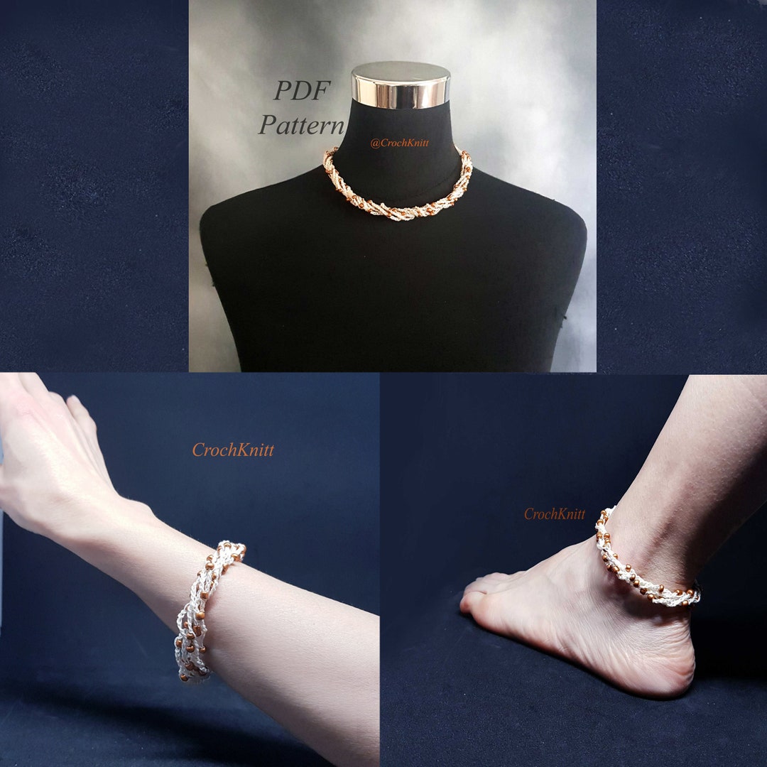 A Set of Twisted Strings Beaded Necklace, Bracelet & Anklet, PDF File ...