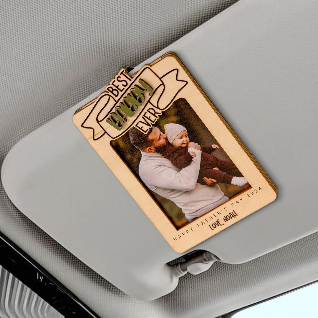 Personalized Dad Picture Frame Car Visor Clip, Father's Day Gift Visor ...